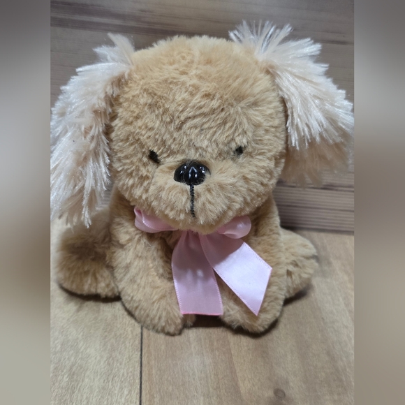 Dan Dee | Toys | Dan Dee Tan Plush Dog With Pink Bow | Poshmark